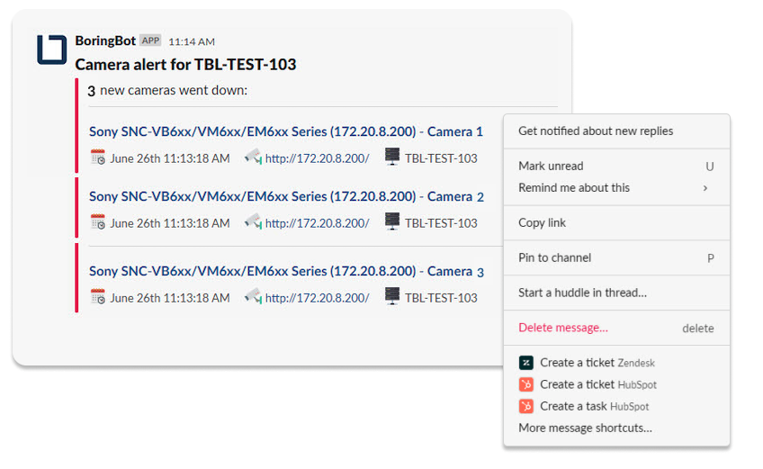BoringBot: Get Camera Alerts and Manage Milestone XProtect from Slack